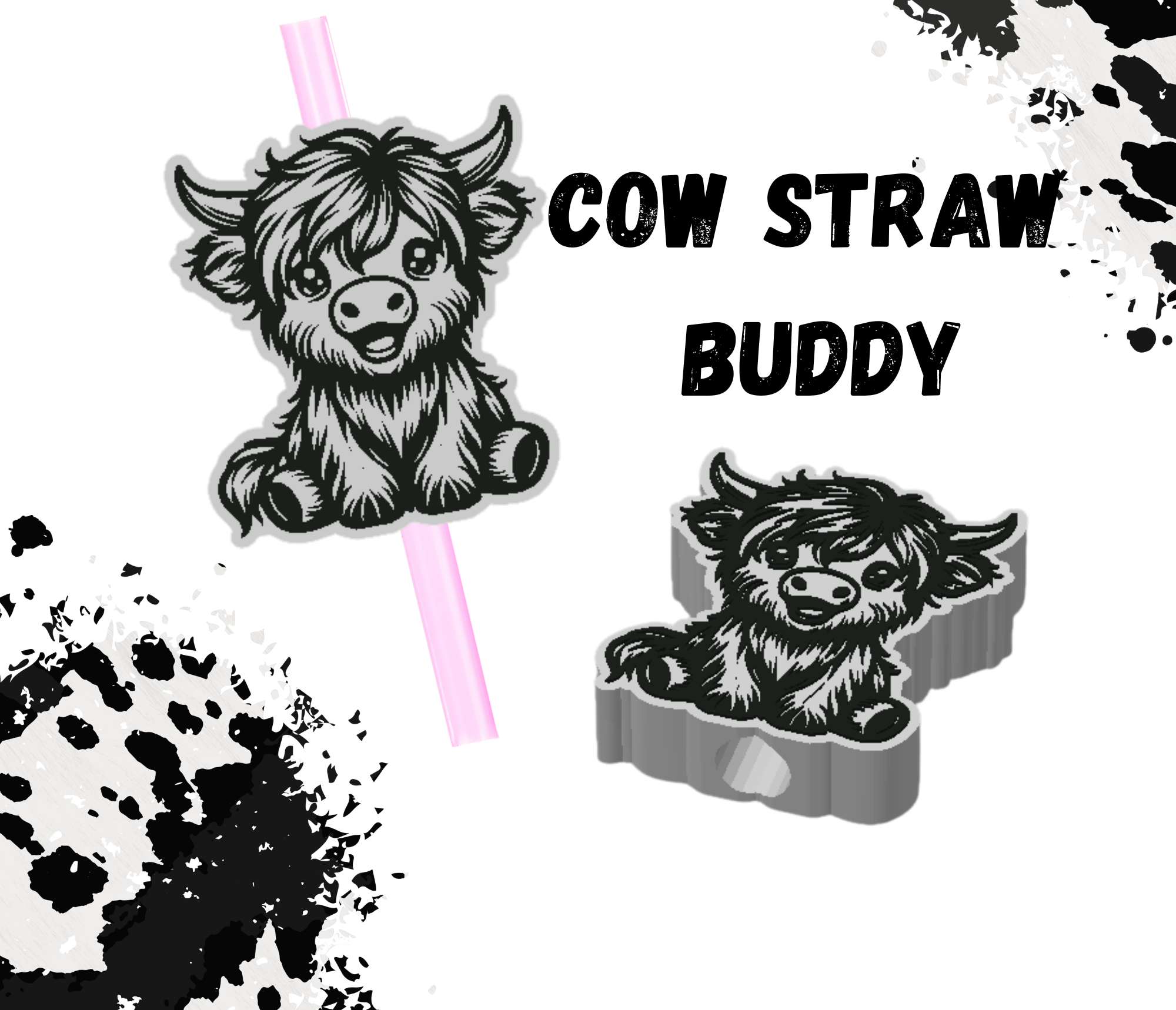 HIGHLAND COW STRAW BUDDIES multiple colors available | www ...